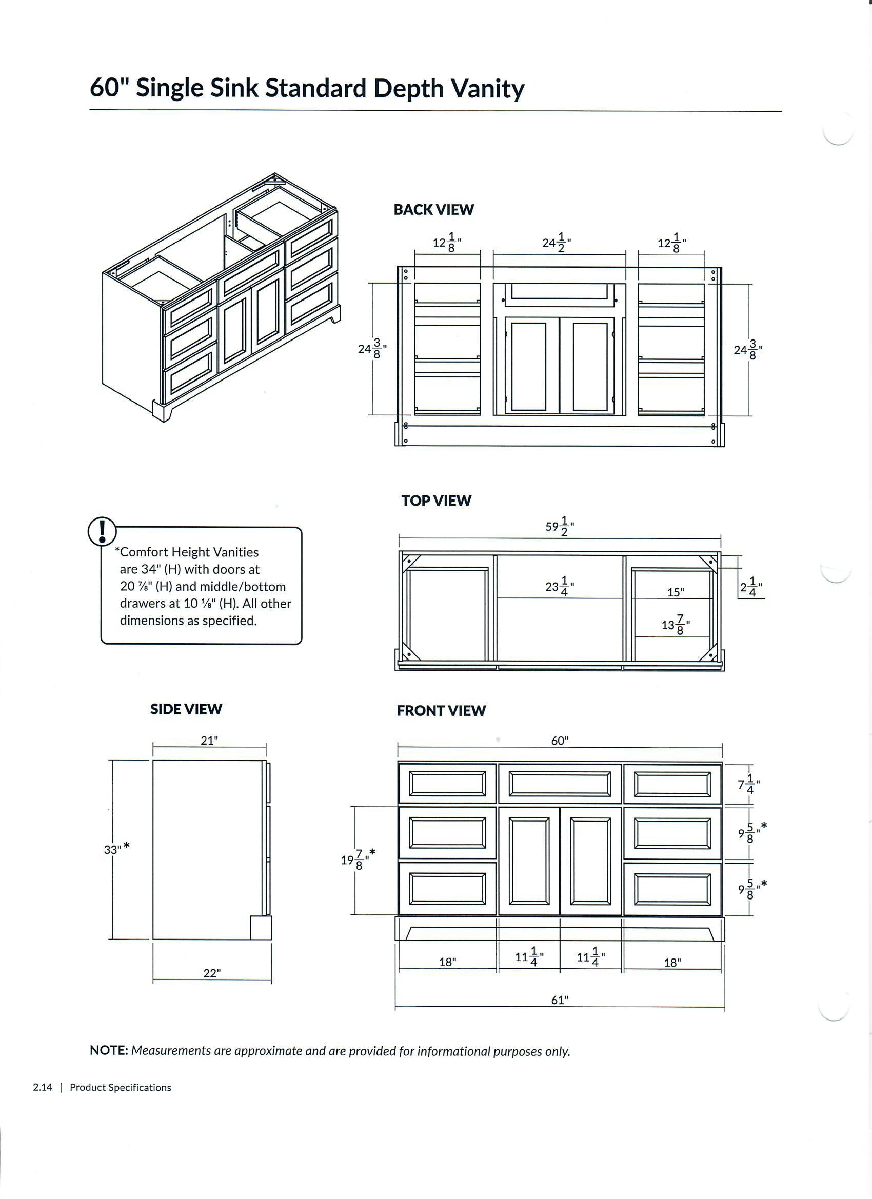 StoneWood-60" Single Sink Solid Wood Canadian Made Bathroom Vanity wit ...