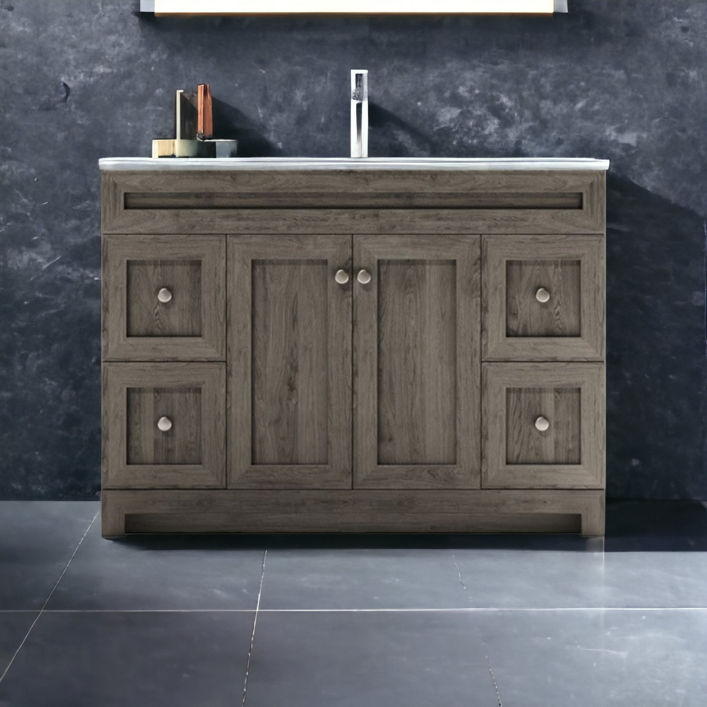 CABINETSMITH- 48" CANADIAN Bathroom Vanity With White Quartz top (8 CO ...
