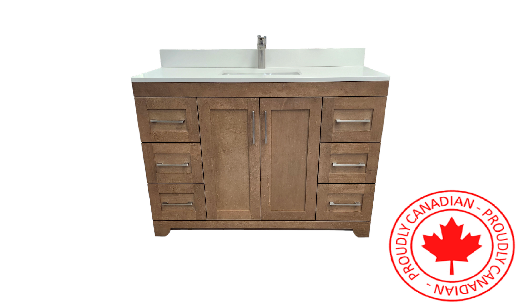 CANADIAN MAPLE 42" - Tuscon Calo Bathroom Vanity With White Quartz Cou ...