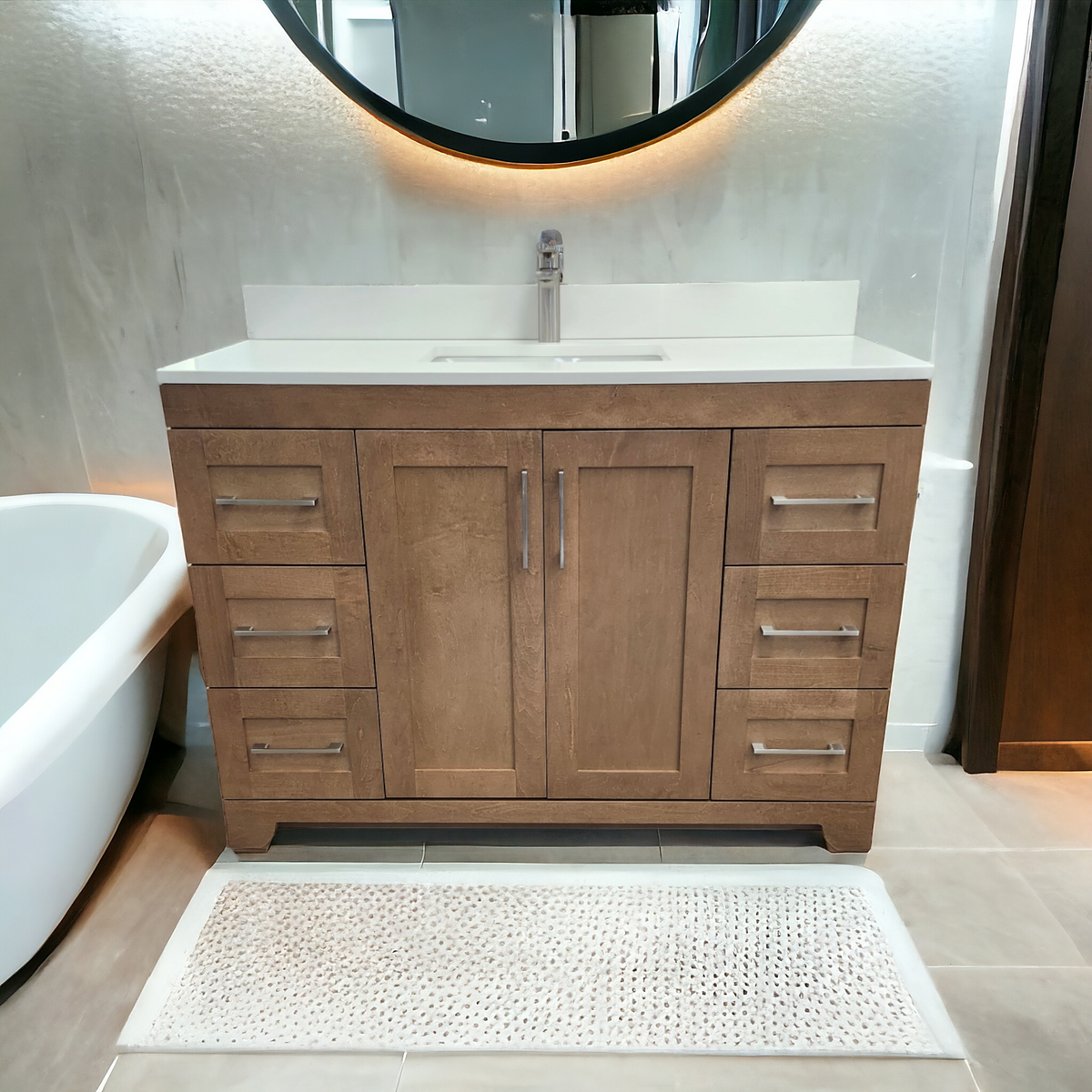 CANADIAN MAPLE 42" - Tuscon Calo Bathroom Vanity With White Quartz Cou ...