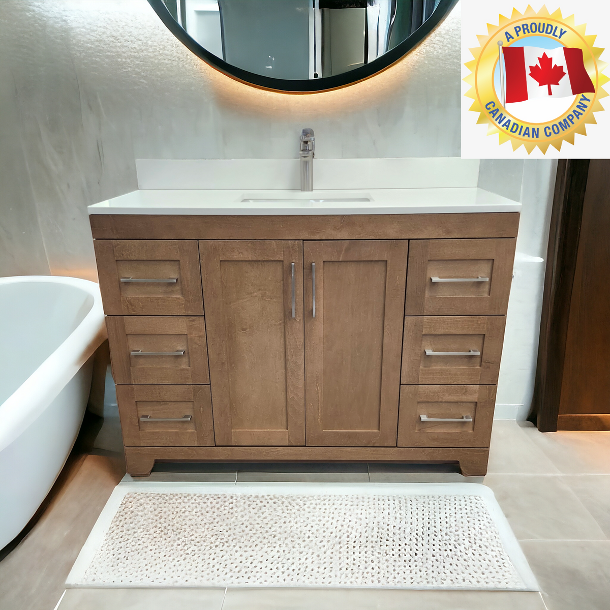 CANADIAN MAPLE 42" - Tuscon Calo Bathroom Vanity With Quartz Counterto ...