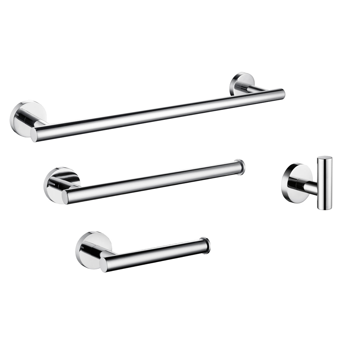 4 Piece ROCA Bathroom Accessory in CHROME (23.5" Towel Bar, Tower Ring ...