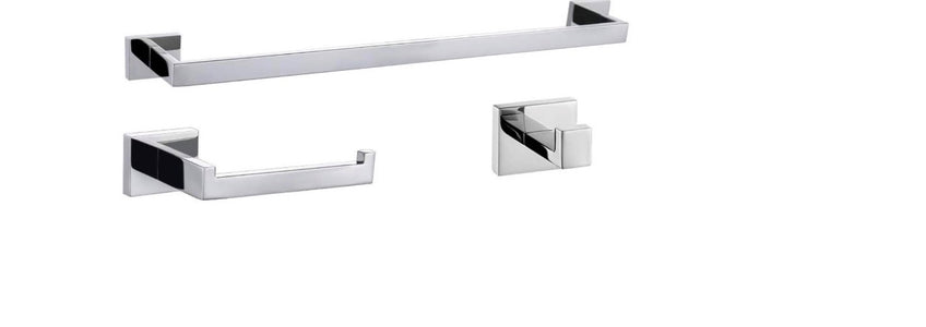 3 Piece Bathroom Accessory in Chrome (22" Towel Bar, Tower Ring, Toile ...
