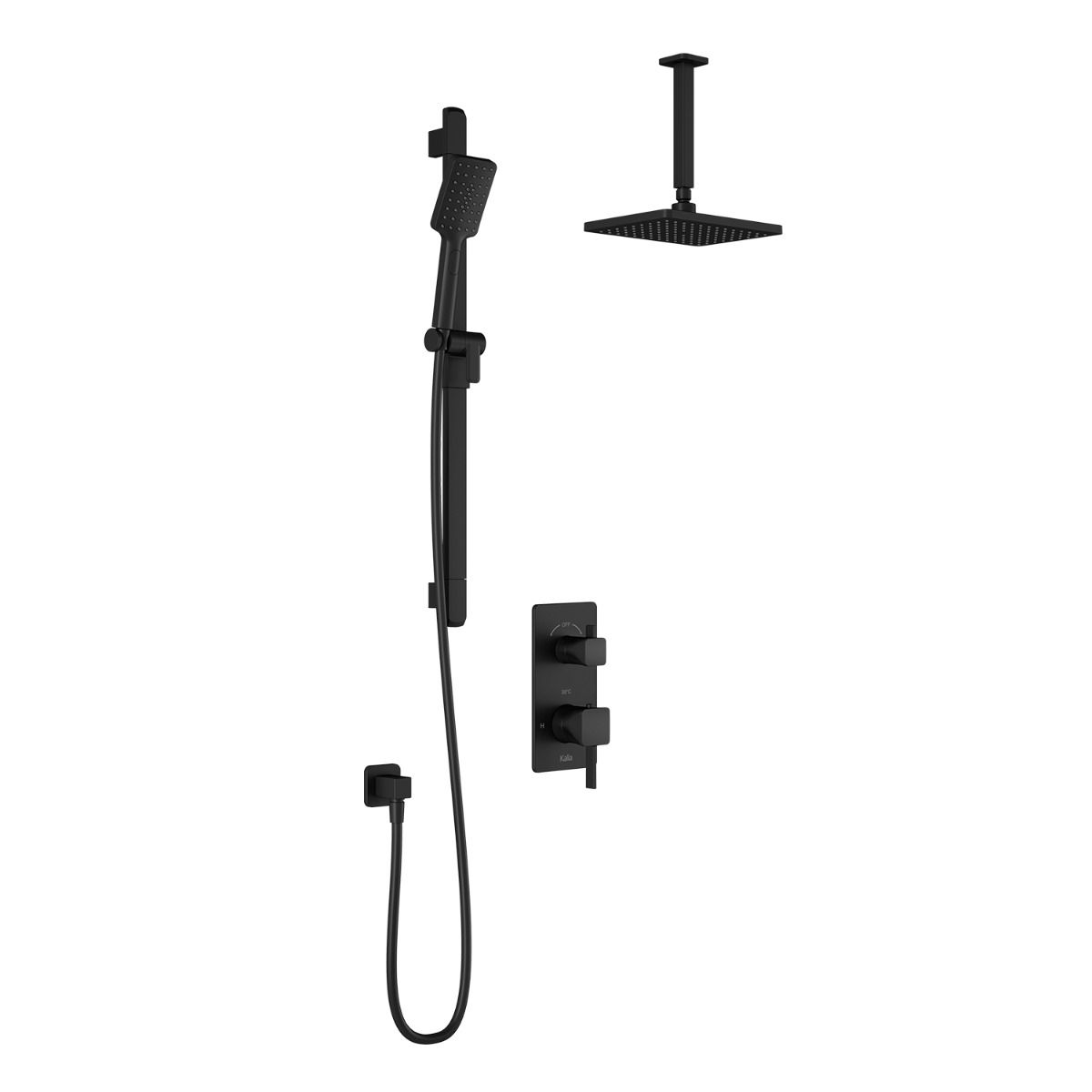 Kalia Square One Thermostatic Shower System 10" Shower Head with Verti ...