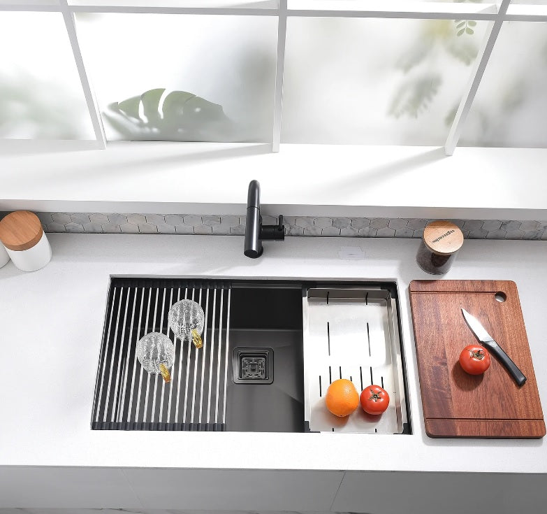 KODAEN - UNS3000P/ 32" Workstation Dual Mount Single Bowl Kitchen Sink ...